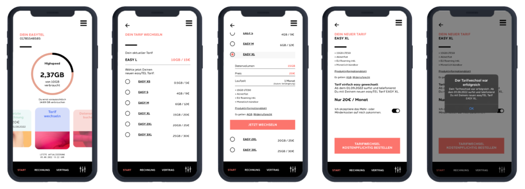 Mobilfunk easy per App - easyTEL